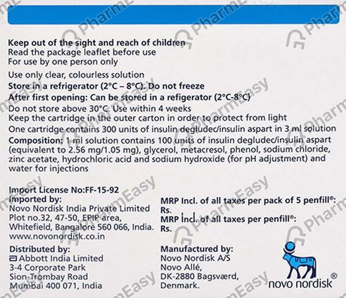 Ryzodeg Penfill 100iu Cartridge Of 3ml Solution For Injection: Uses ...