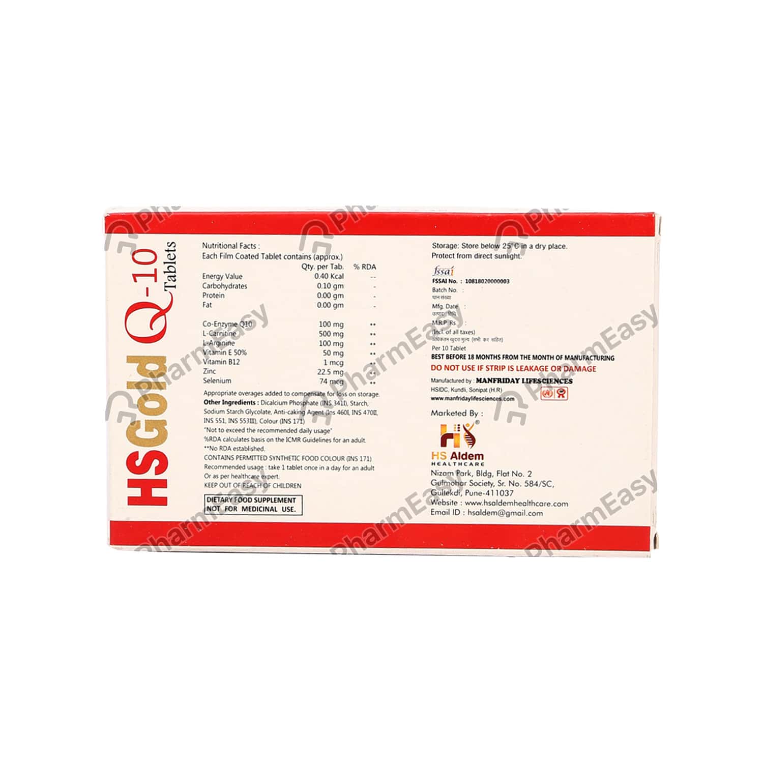 Hsgold Q10 Tablet (10) - Uses, Side Effects, Dosage, Composition ...