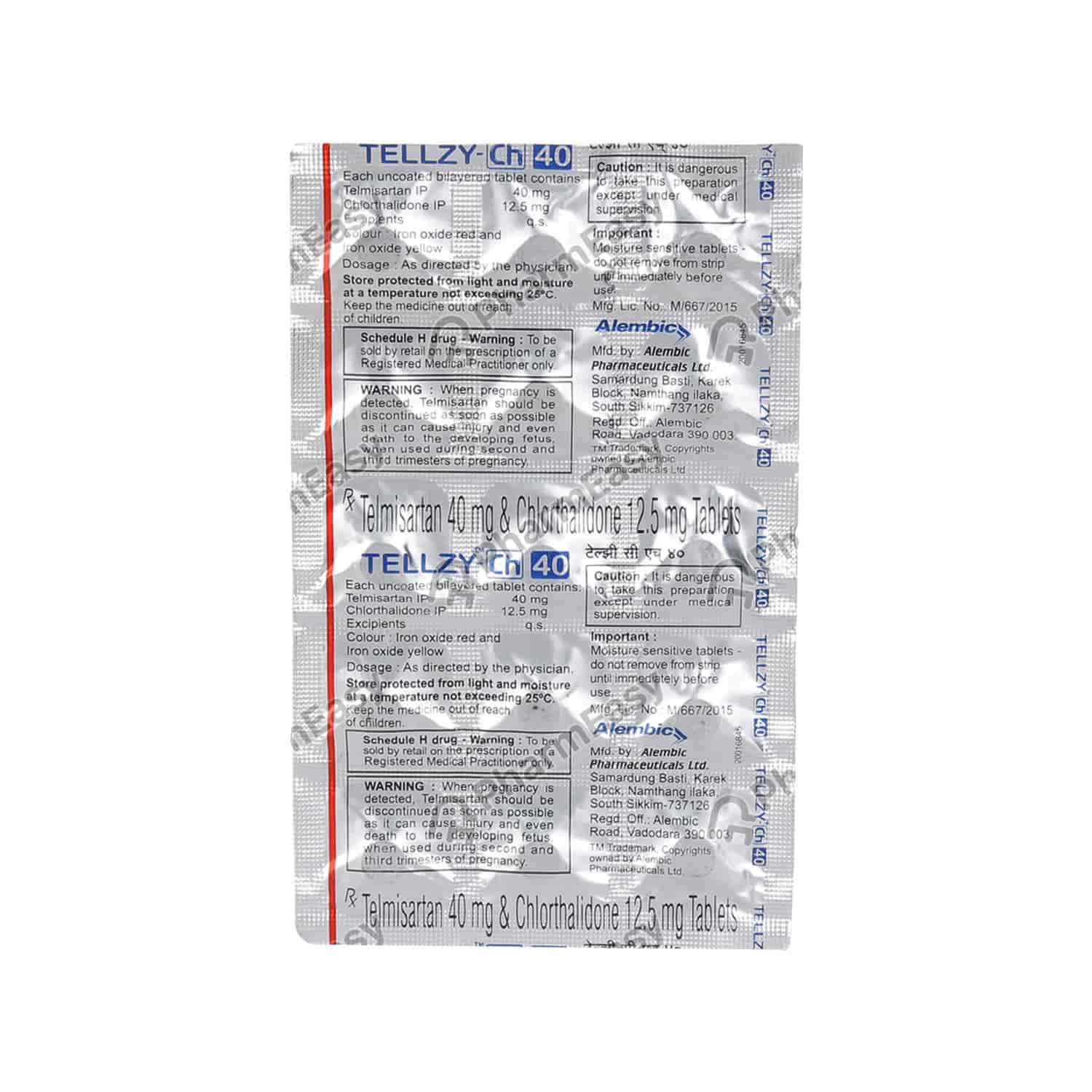 Tellzy Ch 40mg Strip Of 15 Tablets - Uses, Side Effects, Dosage ...