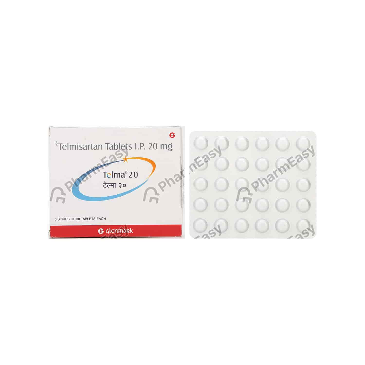 Buy Telma 20mg Strip Of 30 Tablets Online at flat 15% off | PharmEasy