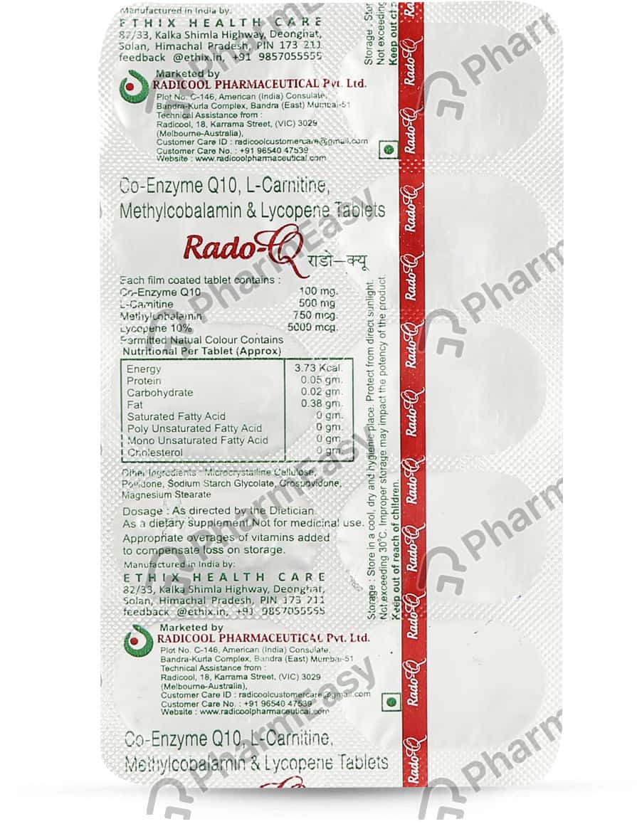 Buy Rado Q Strip Of 10 Tablets Online at Flat 15% OFF | PharmEasy
