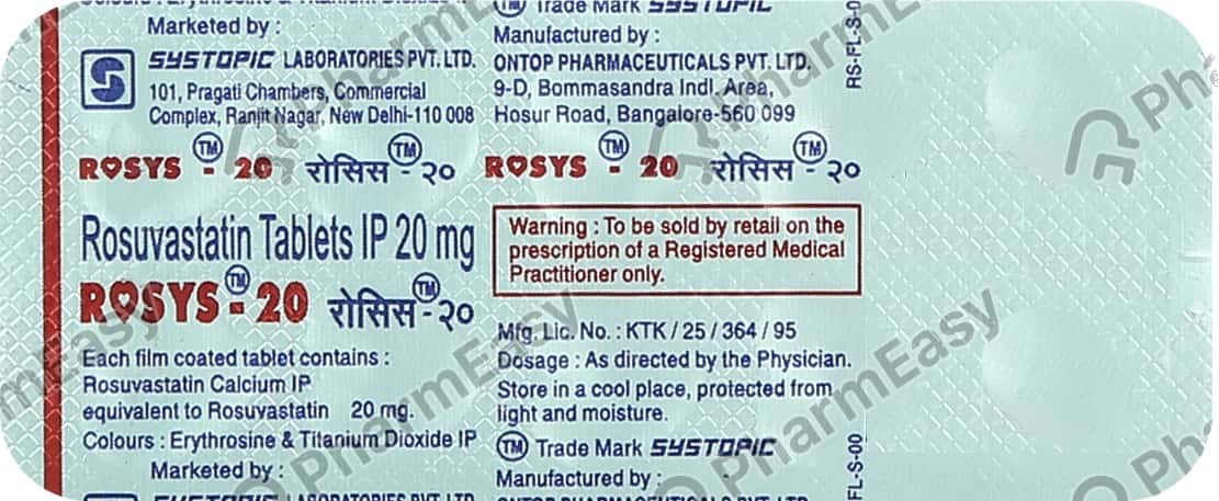 Rosys 20 MG Tablet (10): Uses, Side Effects, Price & Dosage | PharmEasy