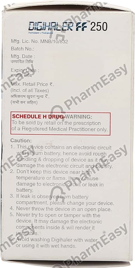 Digihaler Ff 250mcg Box Of 120md Metered Dose Inhaler: Uses, Side ...