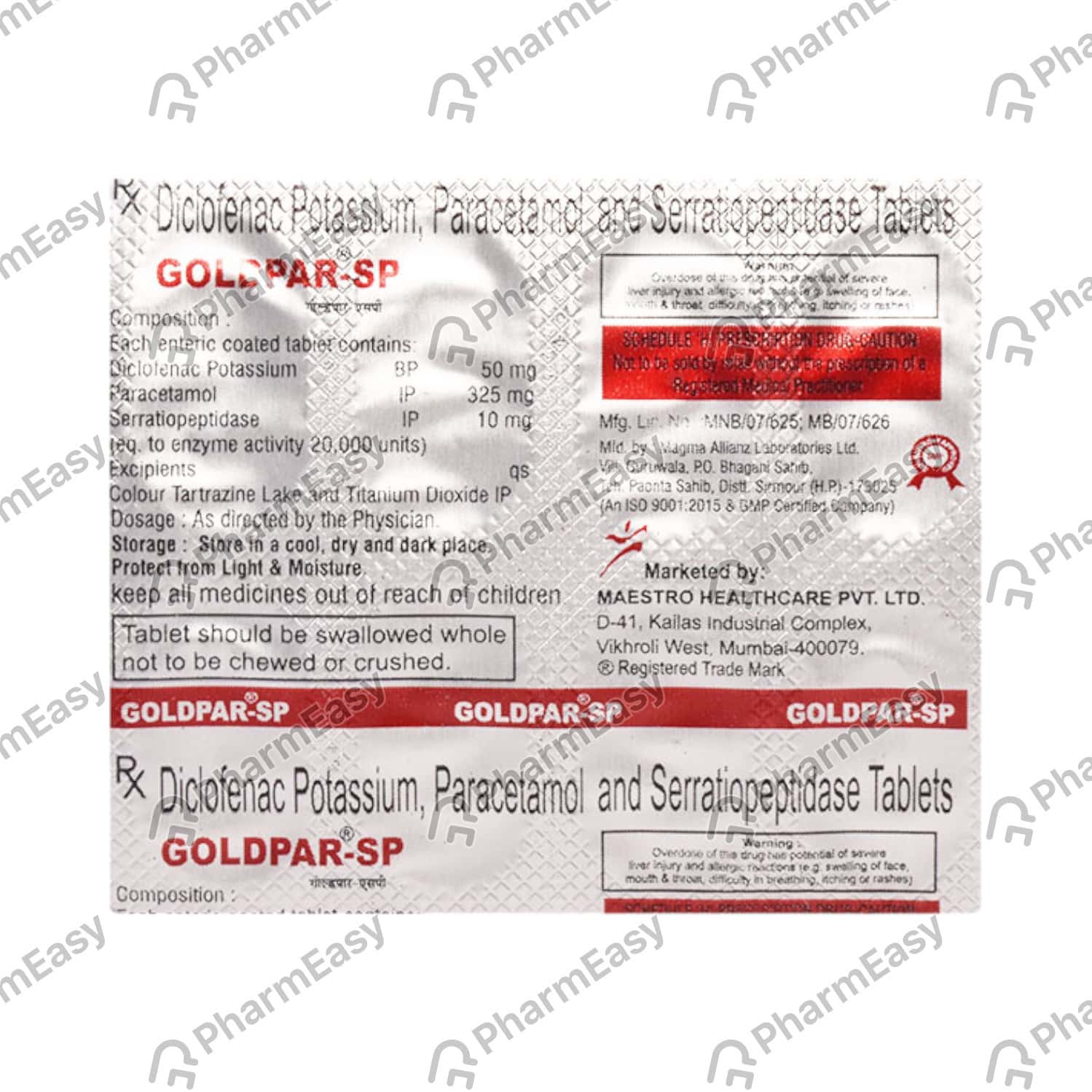 Goldpar-Sp Strip Of 10 Tablets: Uses, Side Effects, Price & Dosage ...