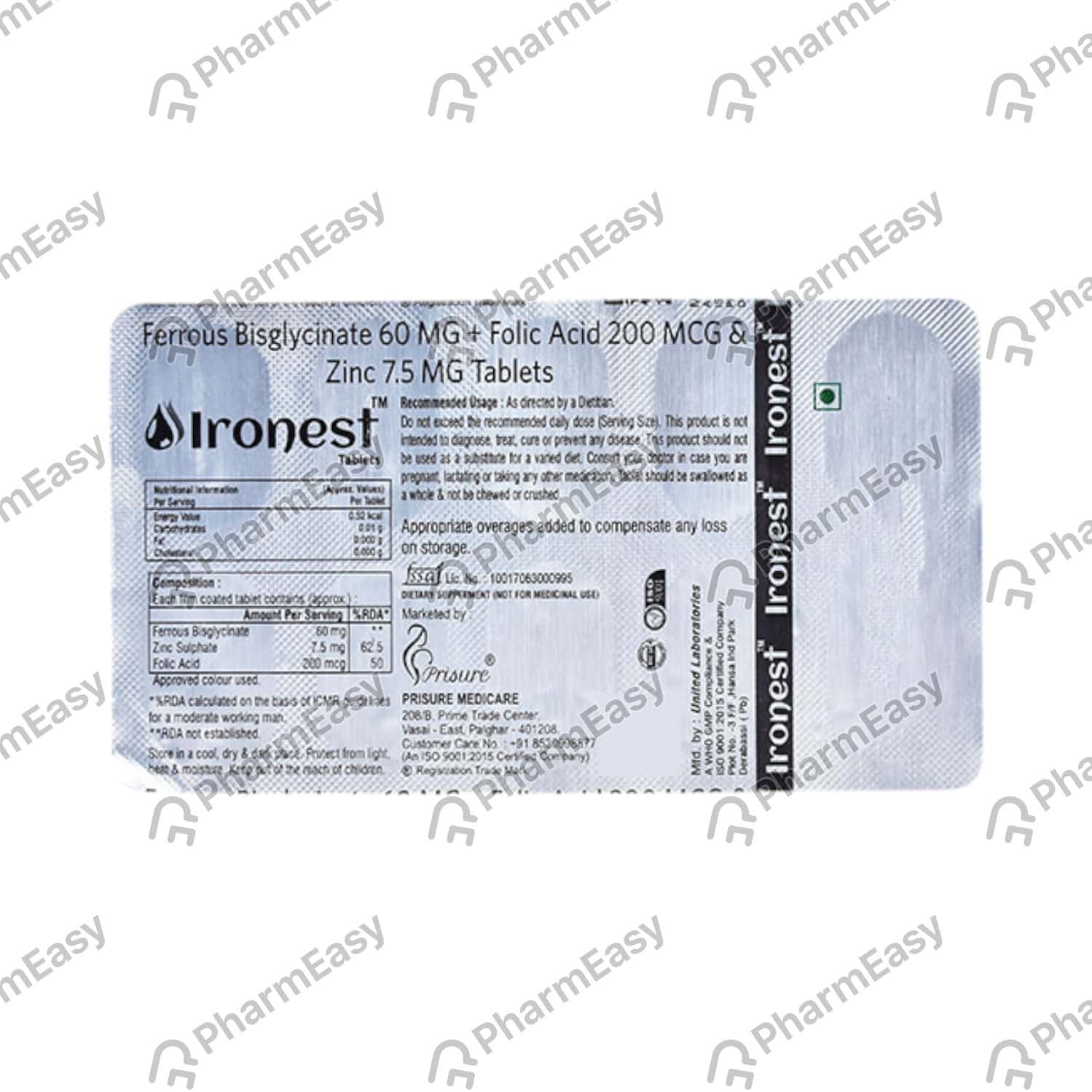 Ironest Strip Of 10 Tablets: Uses, Side Effects, Price & Dosage | PharmEasy