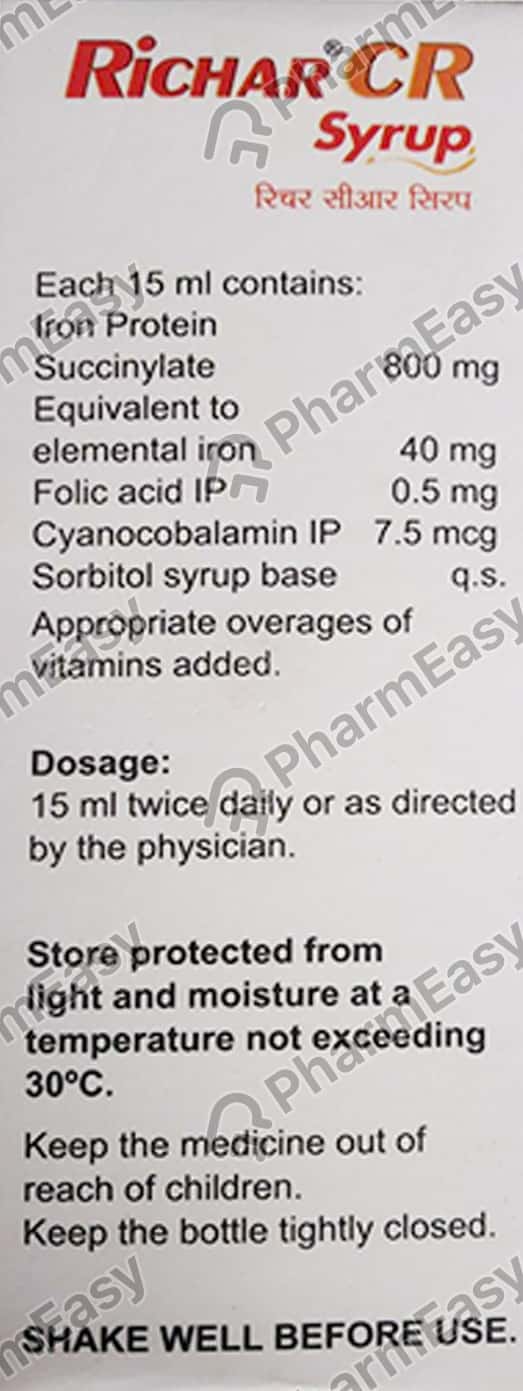 Richar Cr Syrup 150ml: Uses, Side Effects, Price & Dosage | PharmEasy