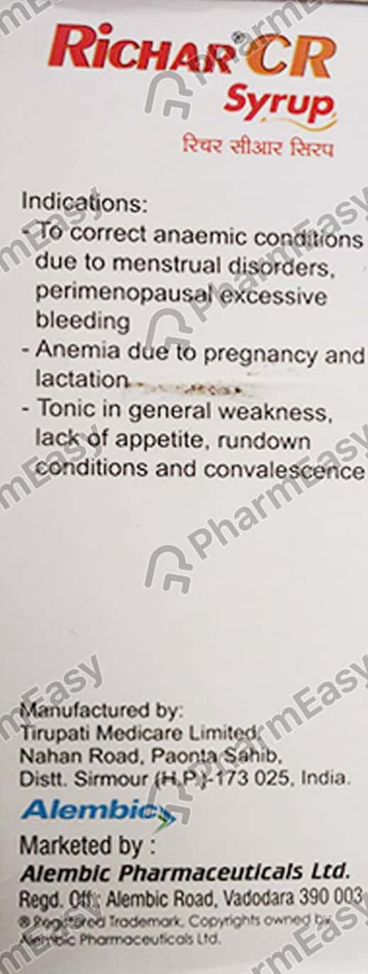 Richar Cr Syrup 150ml: Uses, Side Effects, Price & Dosage | PharmEasy