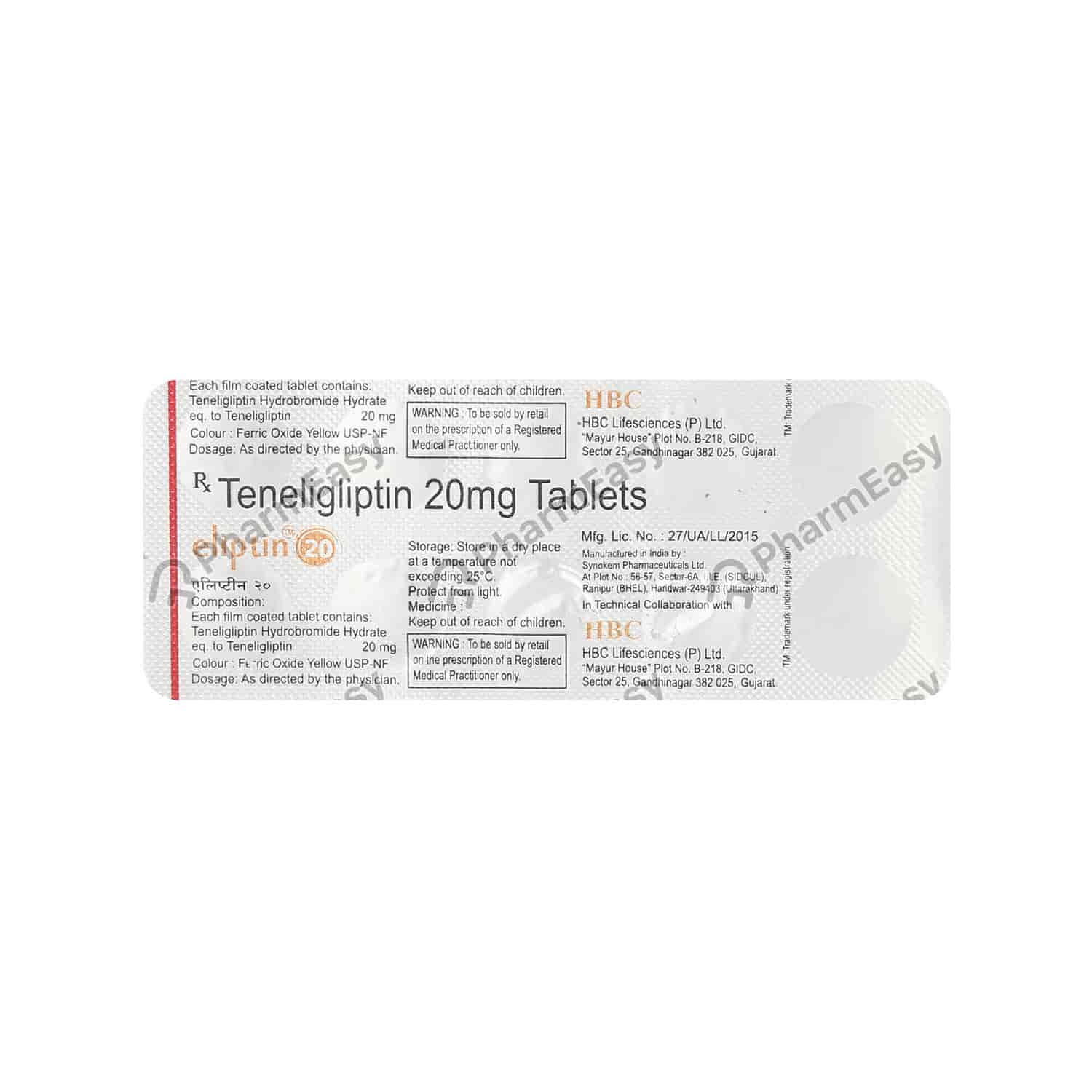 Eliptin 20mg Strip Of 10 Tablets - Uses, Side Effects, Dosage ...