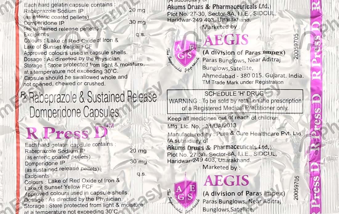 R Press D Strip Of 10 Capsules: Uses, Side Effects, Price & Dosage ...
