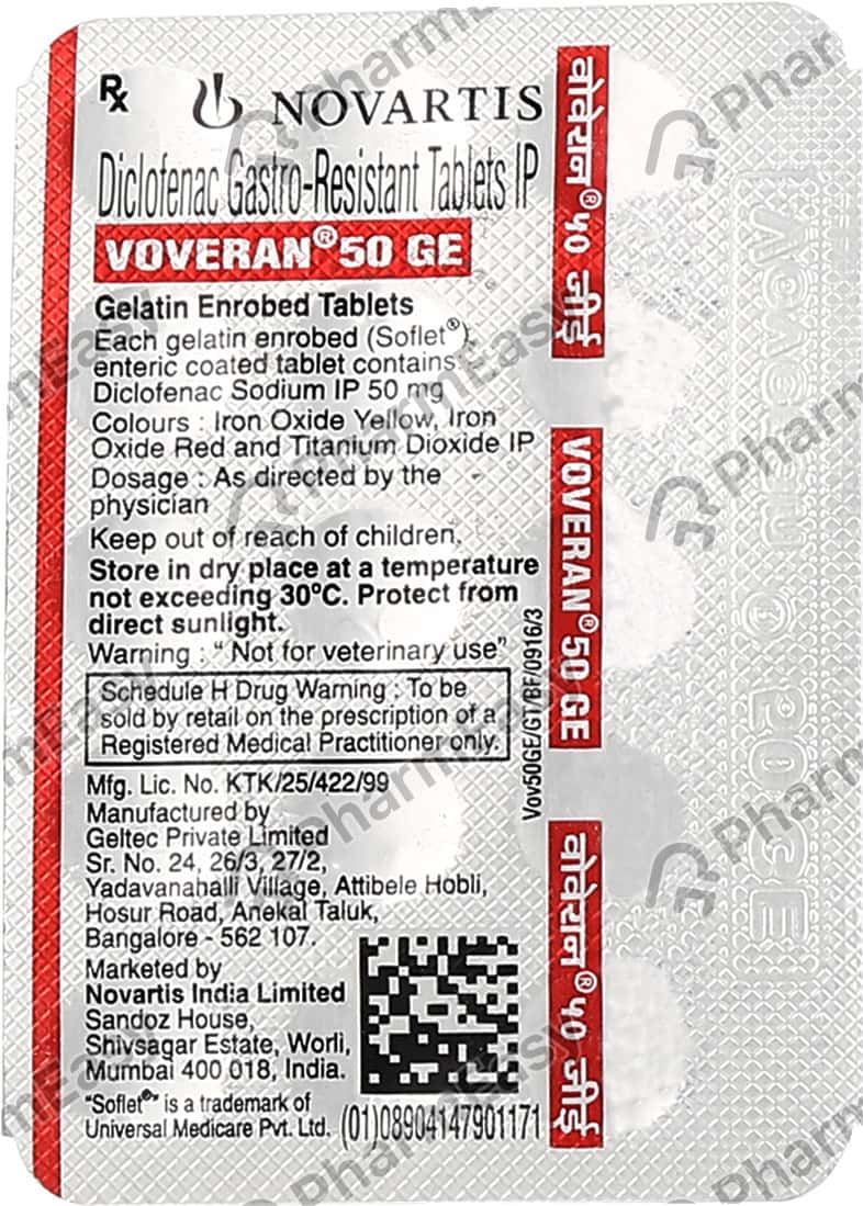 Voveran 50 MG Tablet (15): Uses, Side Effects, Price & Dosage | PharmEasy