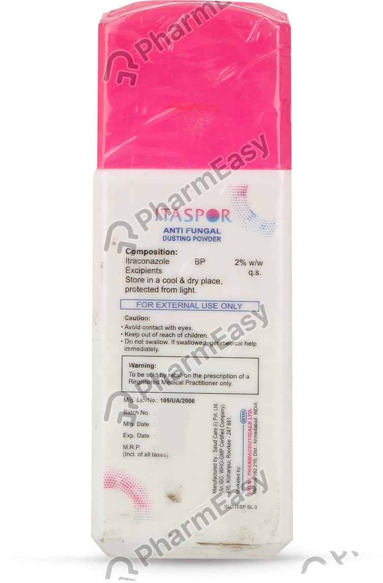 Itaspor 2 % Dusting Powder (50): Uses, Side Effects, Price & Dosage ...