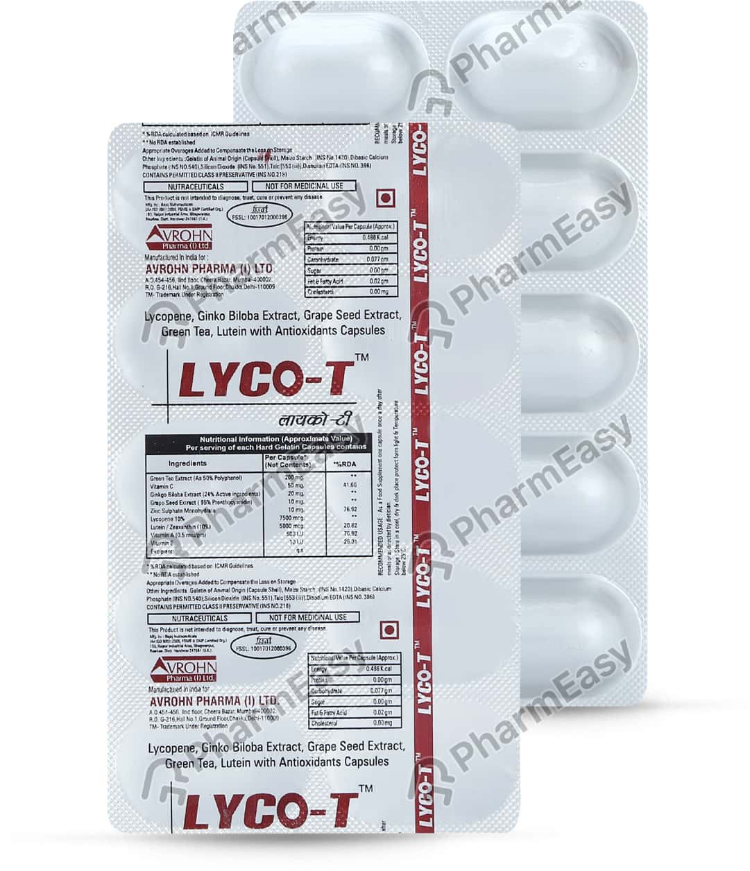 Buy Lyco T Strip Of 10 Capsules Online at Flat 15% OFF | PharmEasy