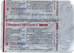 Glimiprex Mf Forte 1/1000mg Strip Of 10 Tablets: Uses, Side Effects ...