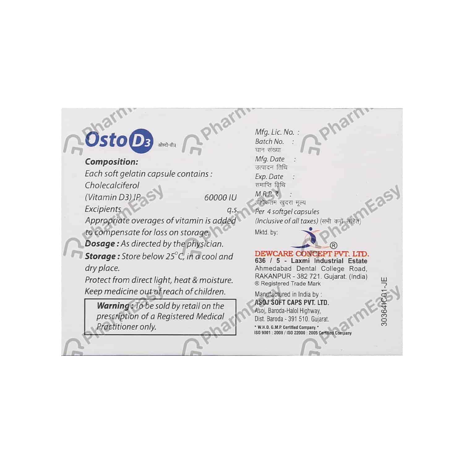 Osto D3 Strip Of 4 Capsules - Uses, Side Effects, Dosage, Composition ...