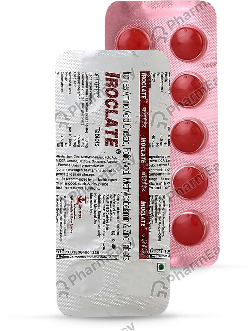 Iroclate Strawberry Flavour Strip Of 10 Tablets: Uses, Side Effects ...