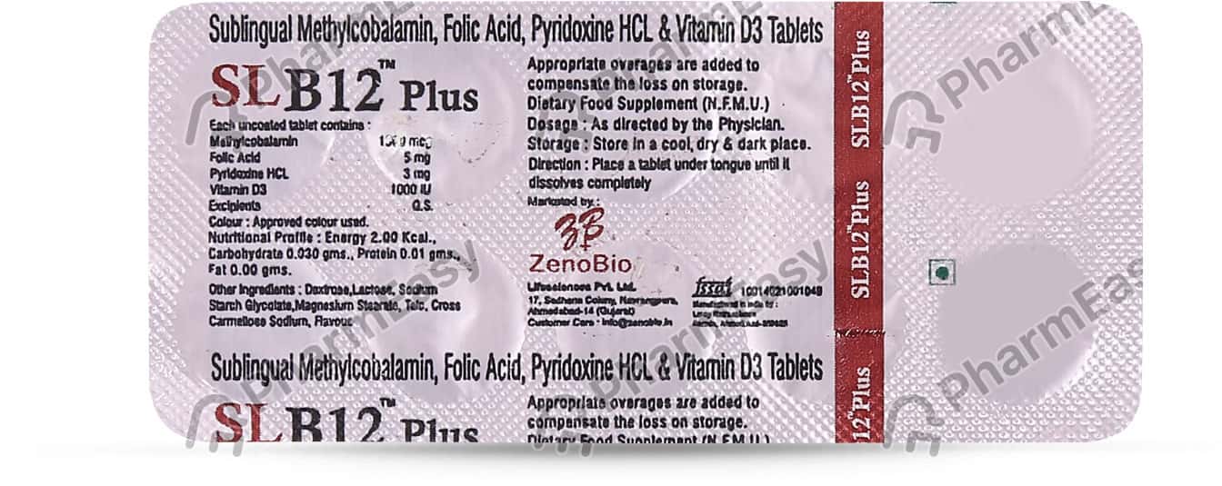 Slb 12 Plus 1000 MCG Tablet (10): Uses, Side Effects, Price, Dosage ...
