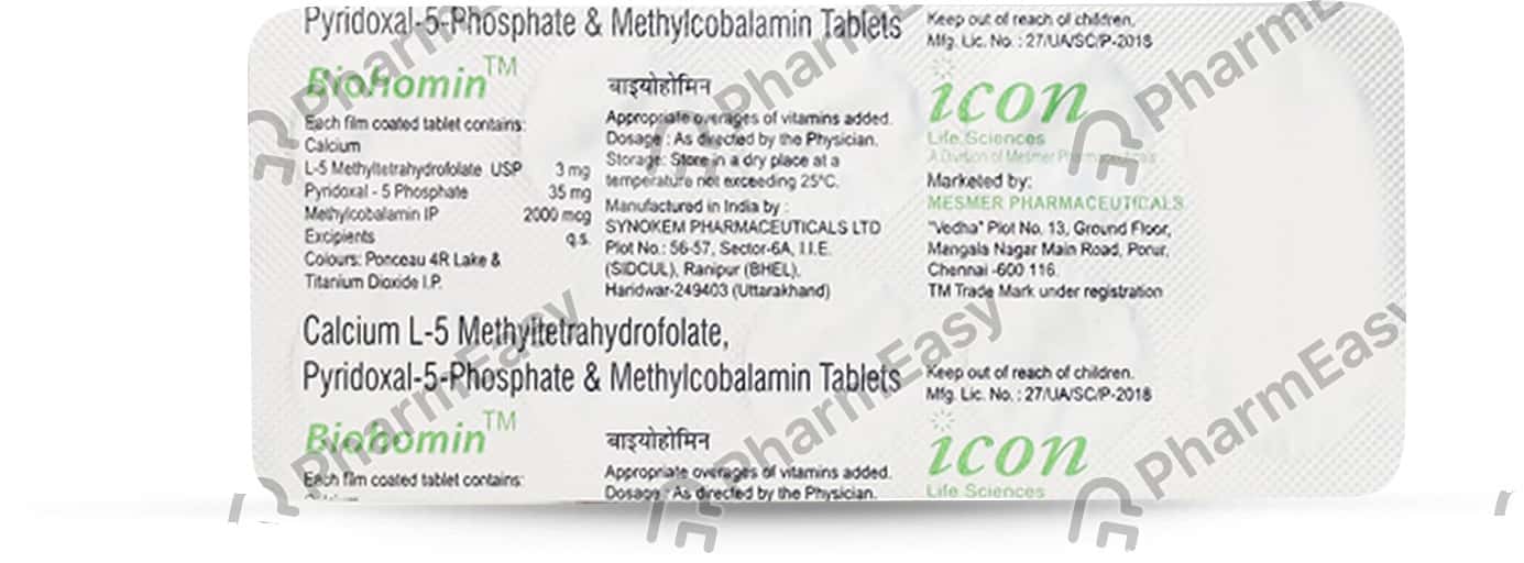 Biohomin Strip Of 10 Tablets: Uses, Side Effects, Price & Dosage ...