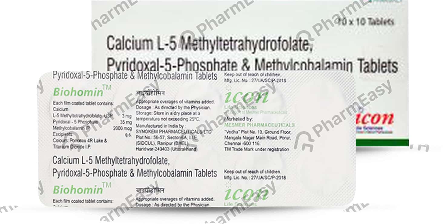 Biohomin Strip Of 10 Tablets: Uses, Side Effects, Price & Dosage ...