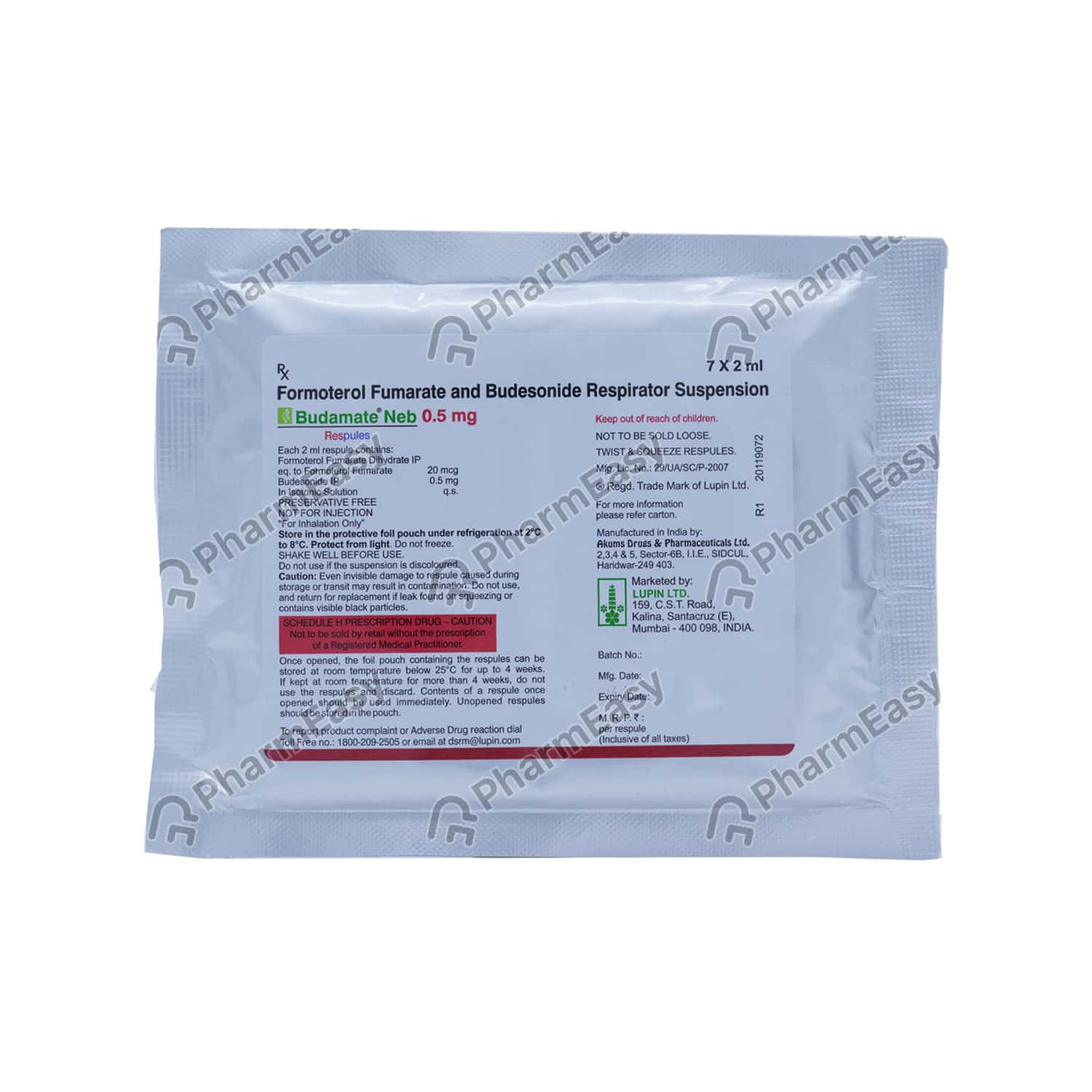 Buy Budamate Neb 0.5mg Respules 2ml 7'S Online at Flat 18% OFF* | PharmEasy