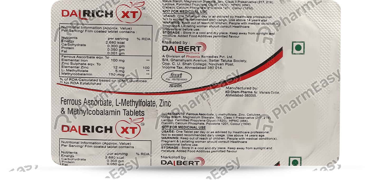 Buy Dalrich Xt Tablet (10) Online at Flat 15% OFF | PharmEasy
