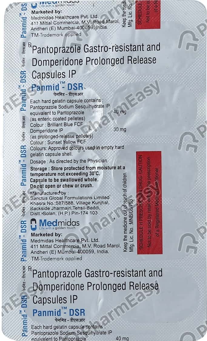 Panmid Dsr Strip Of 10 Capsules: Uses, Side Effects, Price & Dosage ...