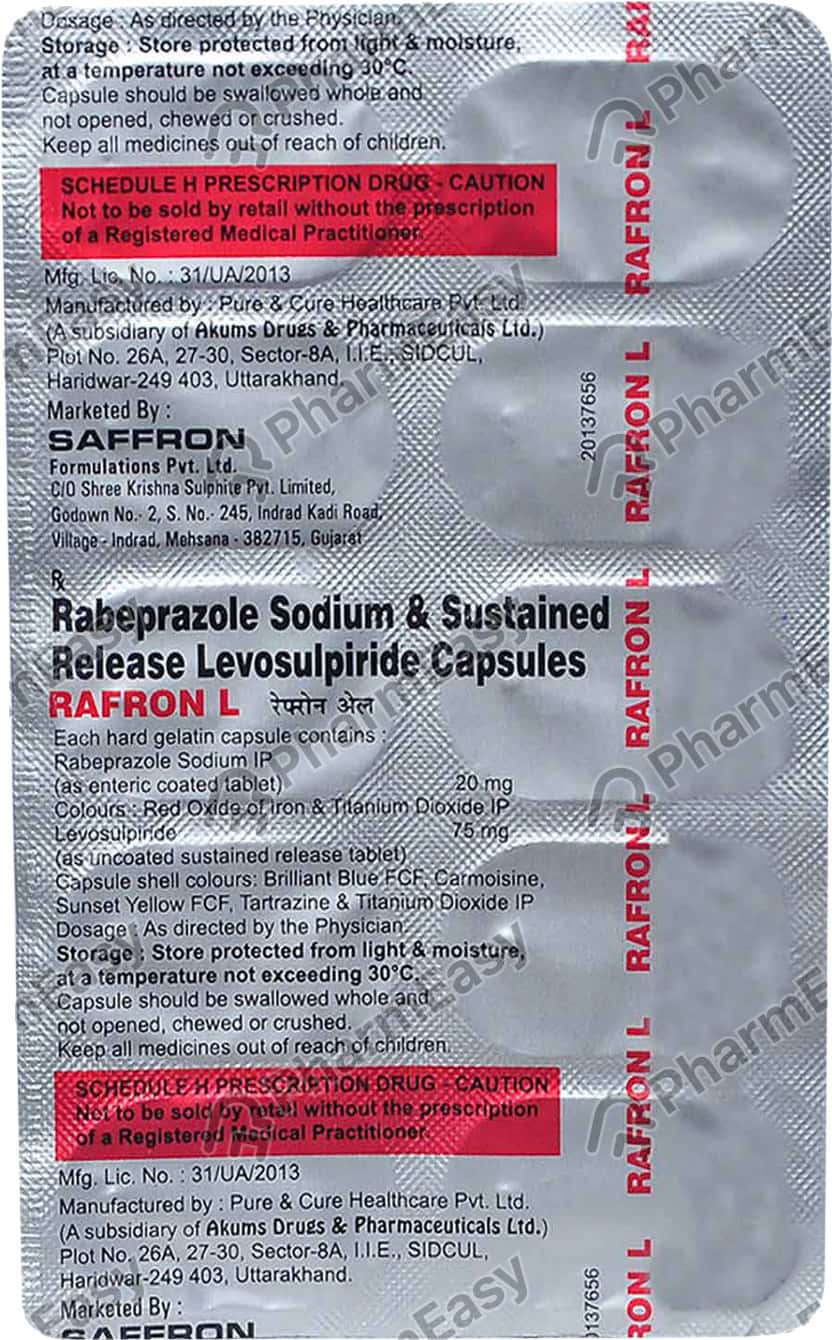 Rafron L Strip Of 10 Capsules: Uses, Side Effects, Price & Dosage ...