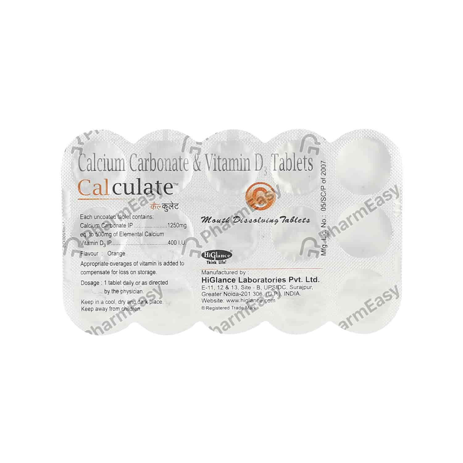 Calculate Orange Flav Sf Tab 15'S - Uses, Side Effects, Dosage ...