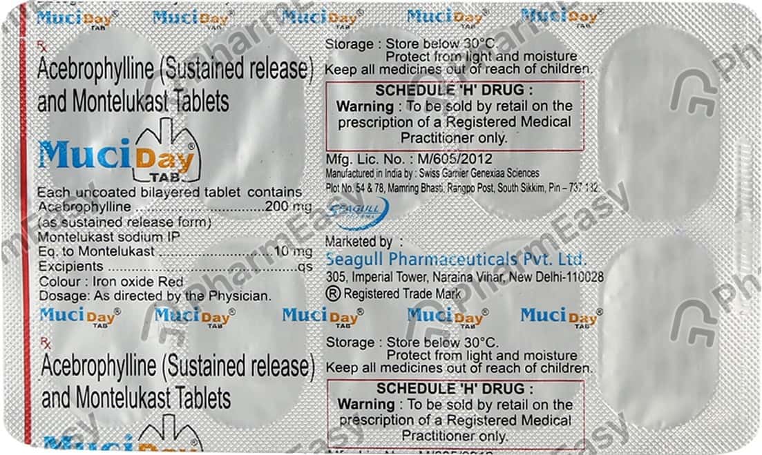 Muciday Strip Of 10 Tablets: Uses, Side Effects, Price & Dosage | PharmEasy