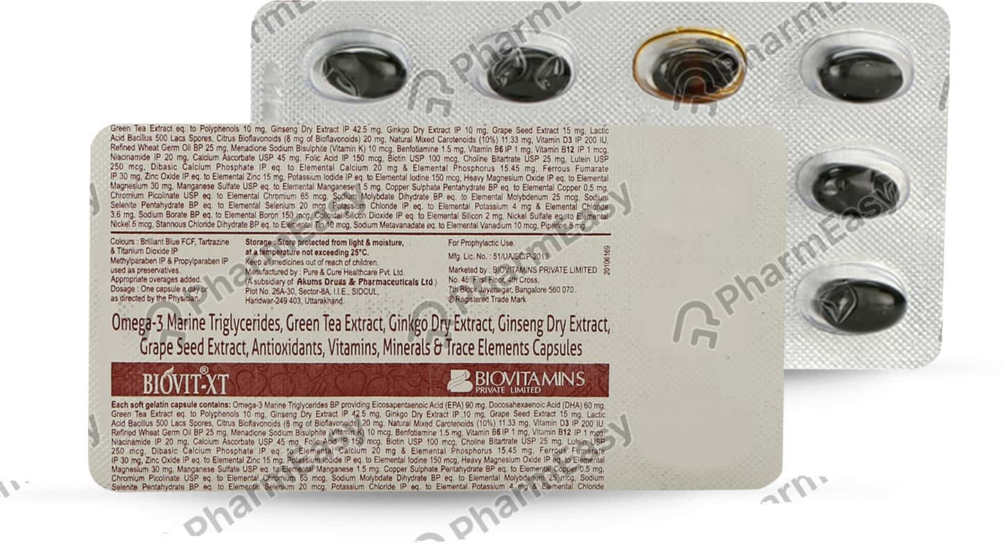 Buy Biovit Xt Strip Of 10 Capsules Online at Flat 15% OFF | PharmEasy