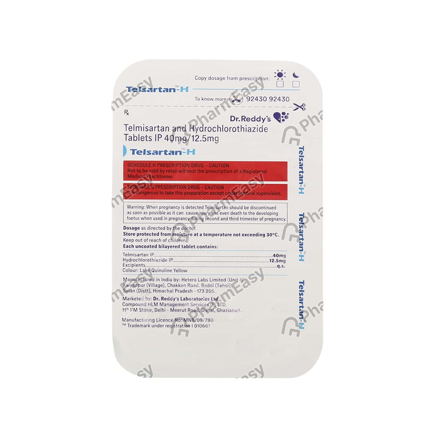 Telsartan H 40mg Strip Of 14 Tablets - Uses, Side Effects, Dosage ...