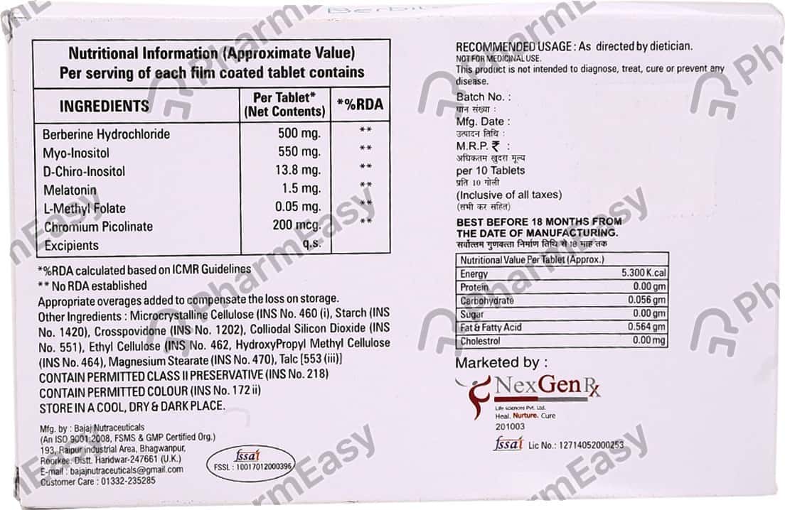 Buy Berbitol Strip Of 10 Tablets Online at Flat 15% OFF | PharmEasy