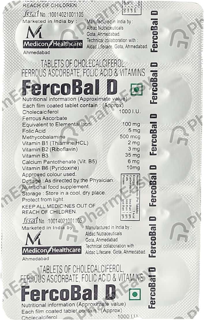 Buy Fercobal D Strip Of 10 Tablets Online at Flat 15% OFF | PharmEasy