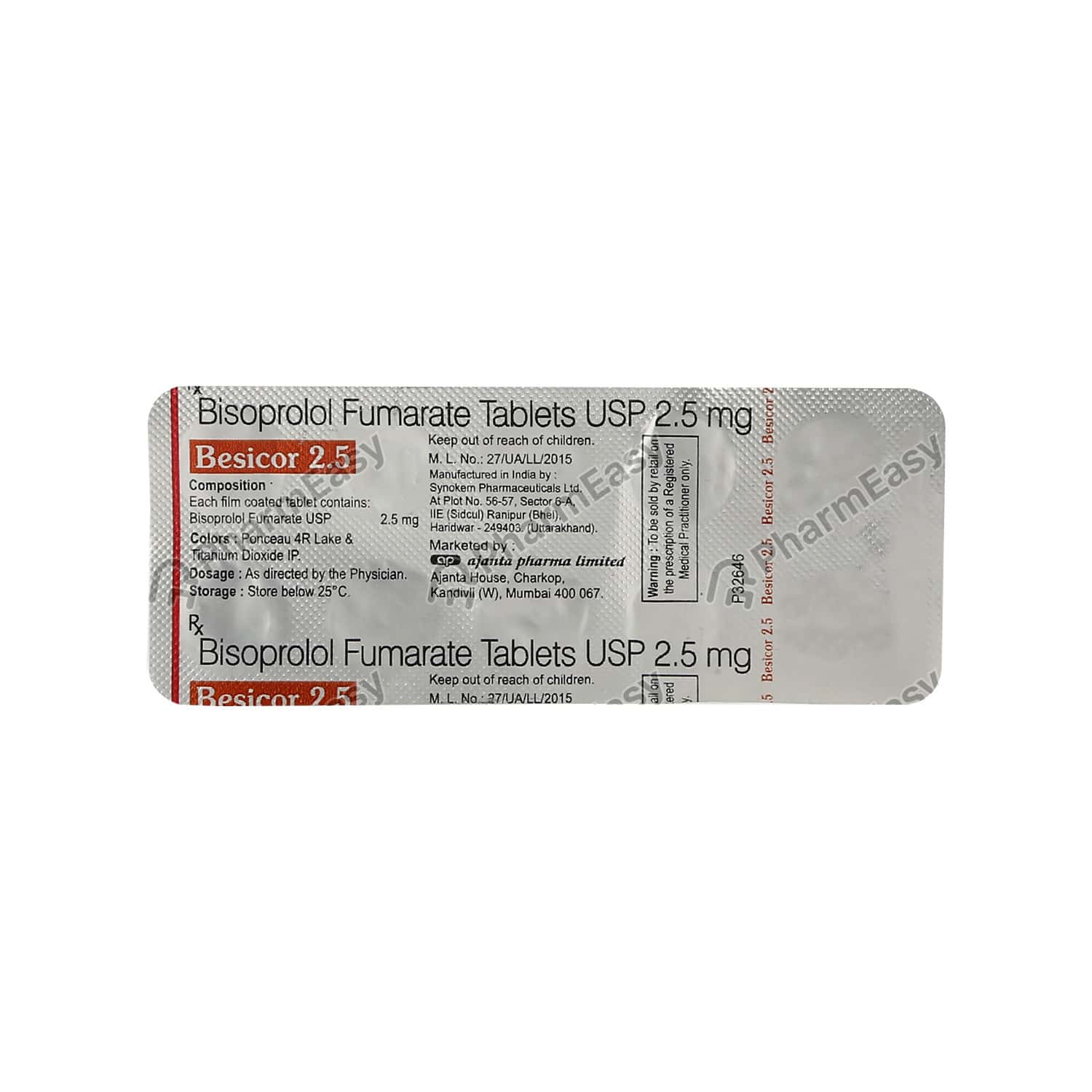 Buy Besicor 2.5 MG Tablet (10) Online at Flat 18% OFF* | PharmEasy
