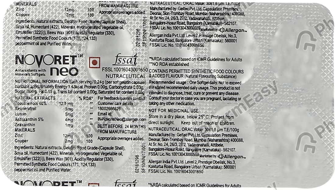 Buy Novoret Neo Strip Of 10 Softgel Capsules Online at Flat 15% OFF ...