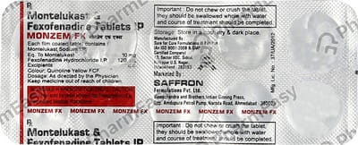 Monzem Fx Strip Of 10 Tablets: Uses, Side Effects, Price & Dosage ...
