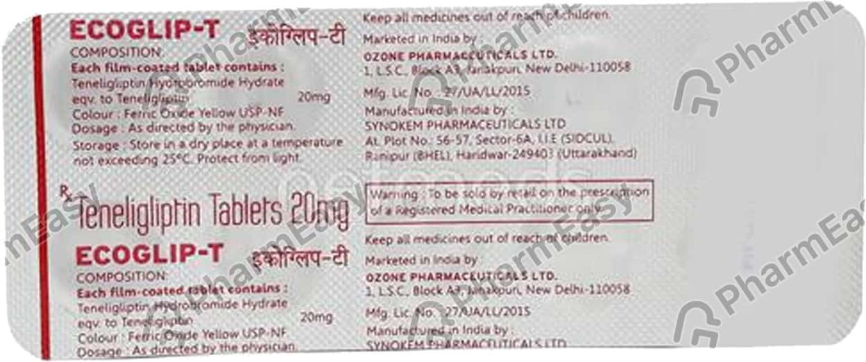 Ecoglip T 20 MG Tablet (10): Uses, Side Effects, Price & Dosage | PharmEasy
