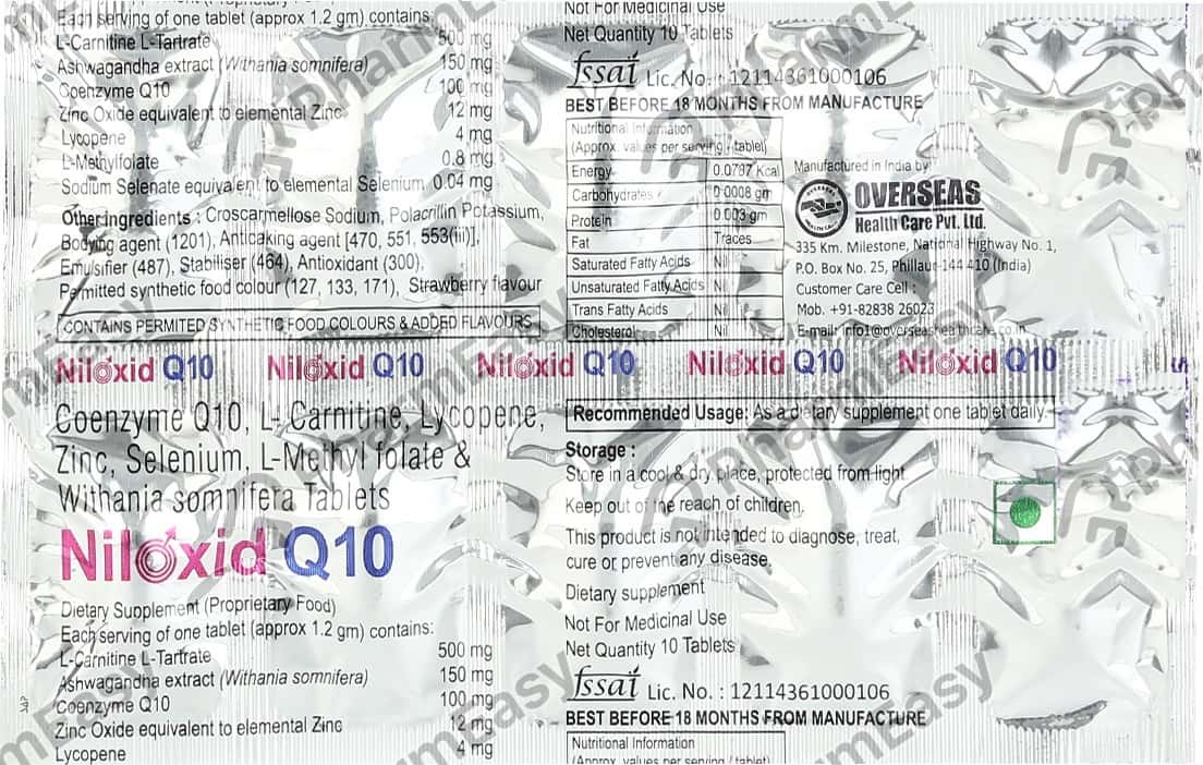 Buy Niloxid Q10 Strip Of 10 Tablets Online at Flat 15% OFF | PharmEasy