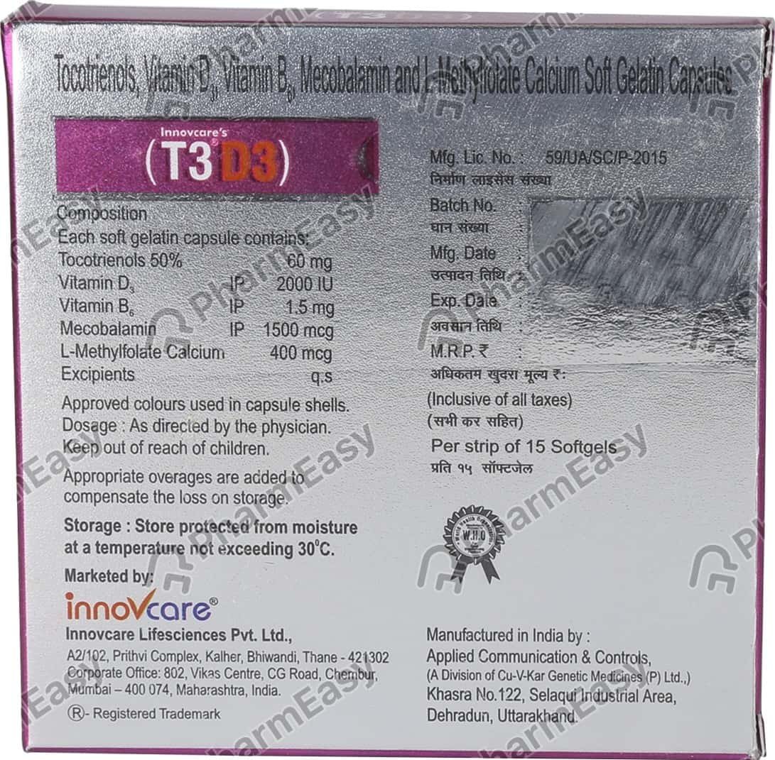 Buy T3 D3 Strip Of 15 Capsules Online at Flat 15% OFF | PharmEasy