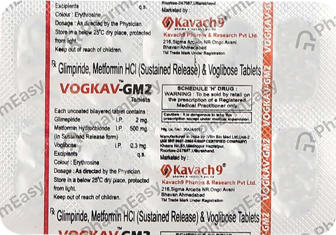 Vogkav Gm2 Strip Of 10 Tablets: Uses, Side Effects, Price & Dosage ...