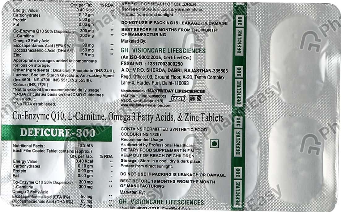 Buy Deficure 300 Strip Of 10 Tablets Online at Flat 15% OFF | PharmEasy