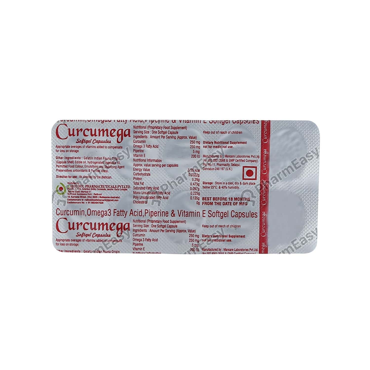 Buy Curcumega Strip Of 10 Capsules Online at Flat 18% OFF* | PharmEasy