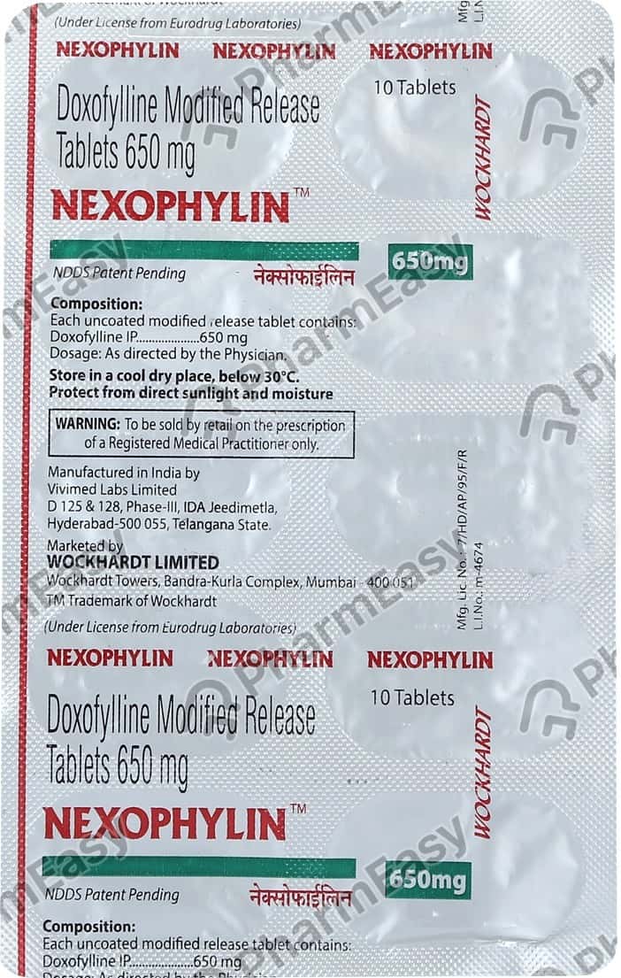Nexophylin 650 MG Tablet (10): Uses, Side Effects, Price & Dosage ...