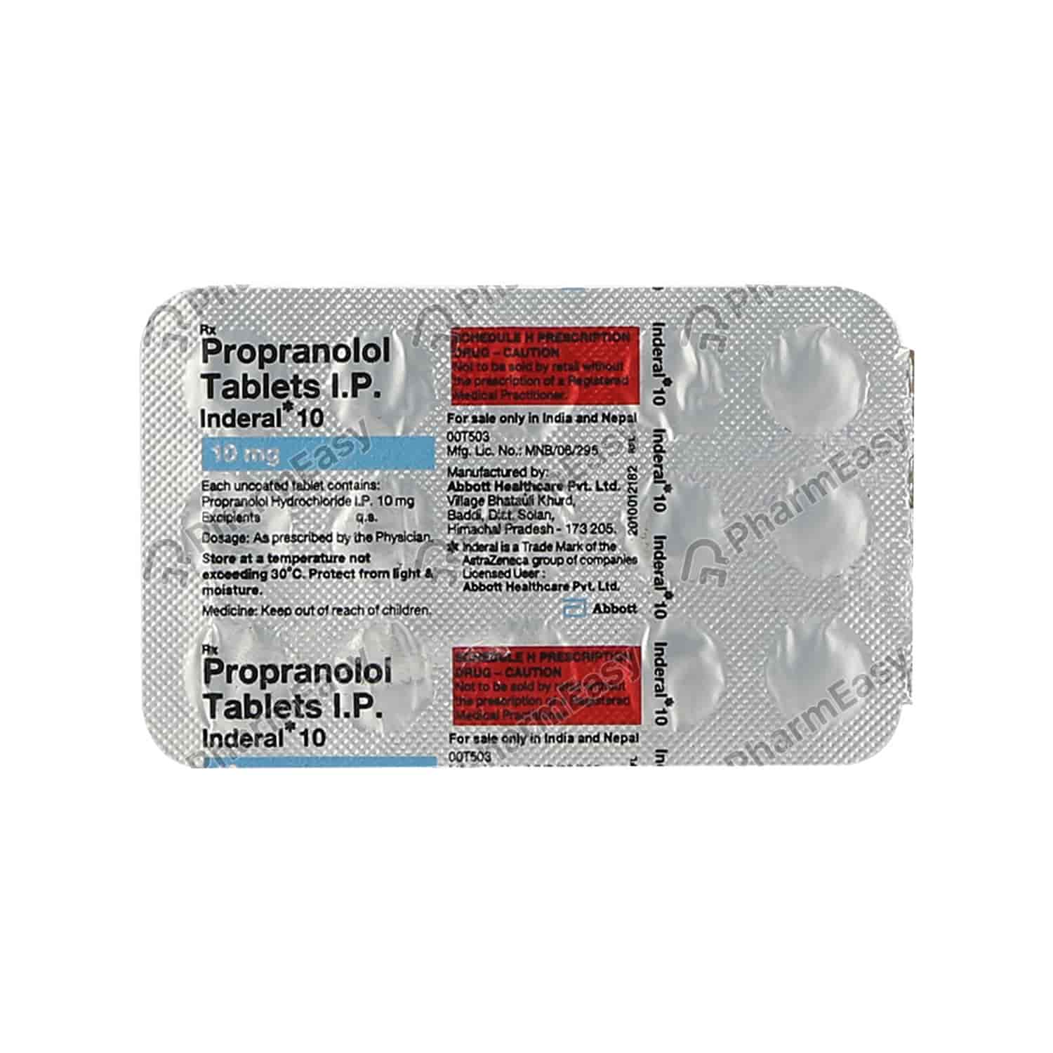 Buy Inderal 10mg Strip Of 15 Tablets Online at flat 15% off | PharmEasy