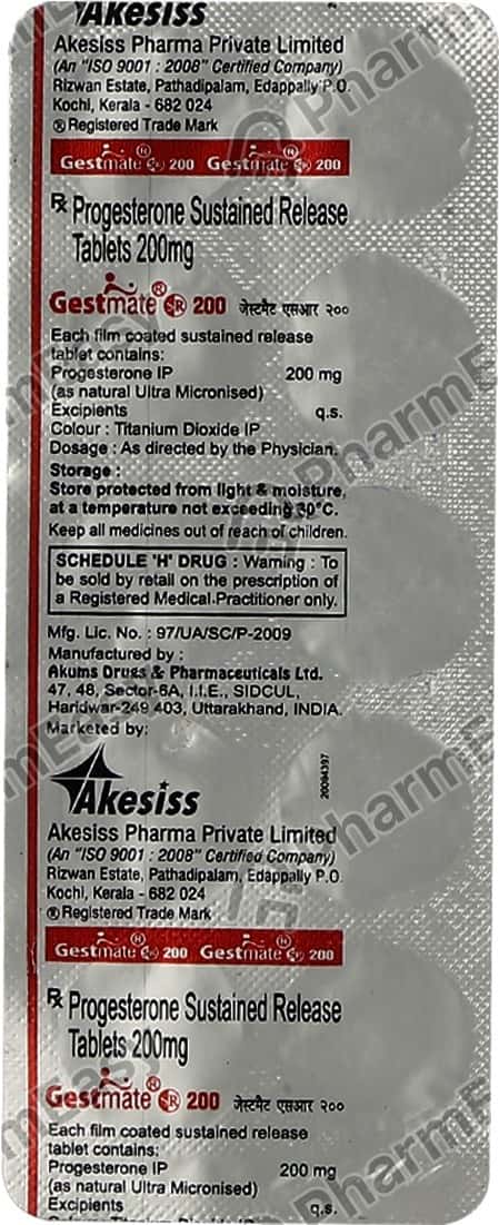 Gestmate Sr 200 MG Tablet (10): Uses, Side Effects, Price & Dosage ...