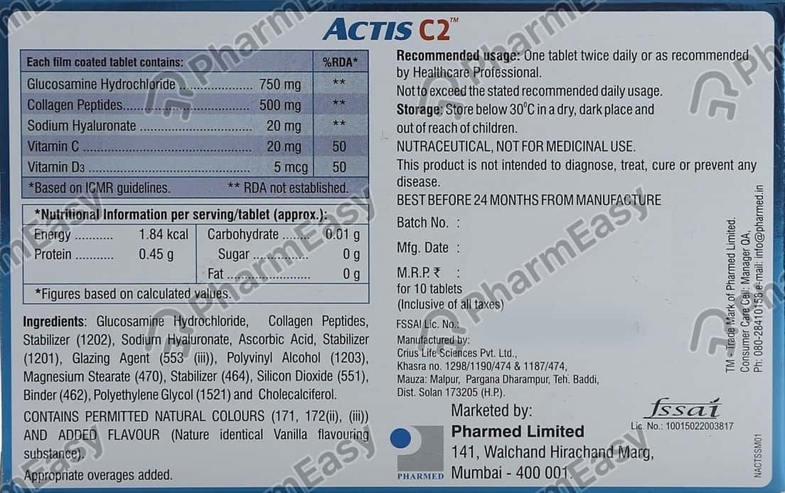 Buy Actis C2 Strip Of 10 Tablets Online at Flat 15% OFF | PharmEasy
