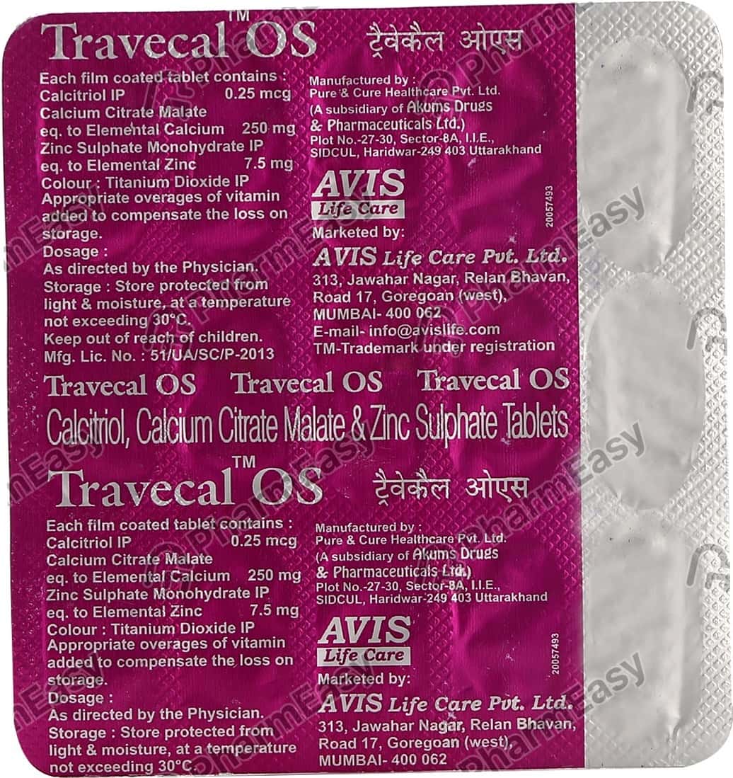 Travecal Os Strip Of 15 Tablets: Uses, Side Effects, Price & Dosage ...