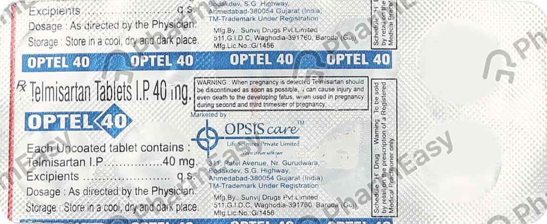 Optel 40 MG Tablet (10): Uses, Side Effects, Price & Dosage | PharmEasy