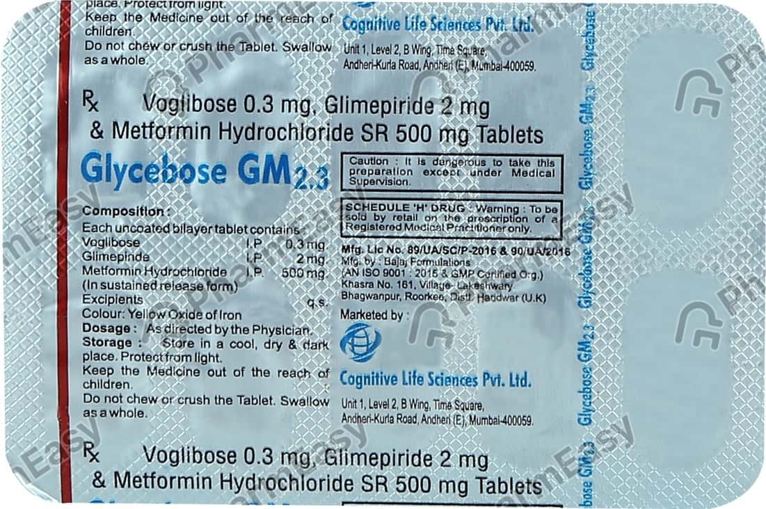 Glycebose Gm 2.3 Strip Of 10 Tablets: Uses, Side Effects, Price ...