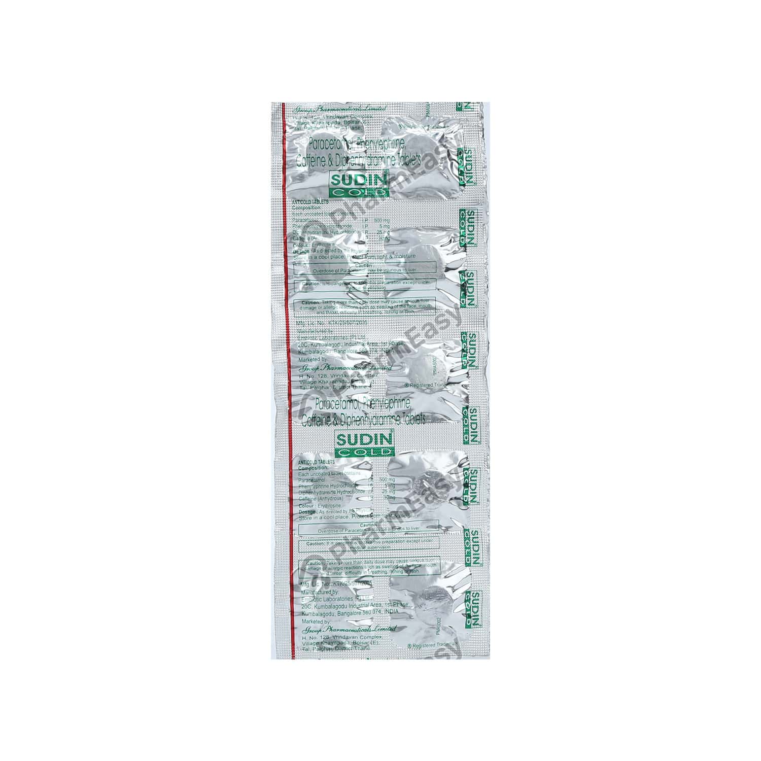 Buy Sudin Cold Strip Of 10 Tablets Online at Flat 18% OFF* | PharmEasy