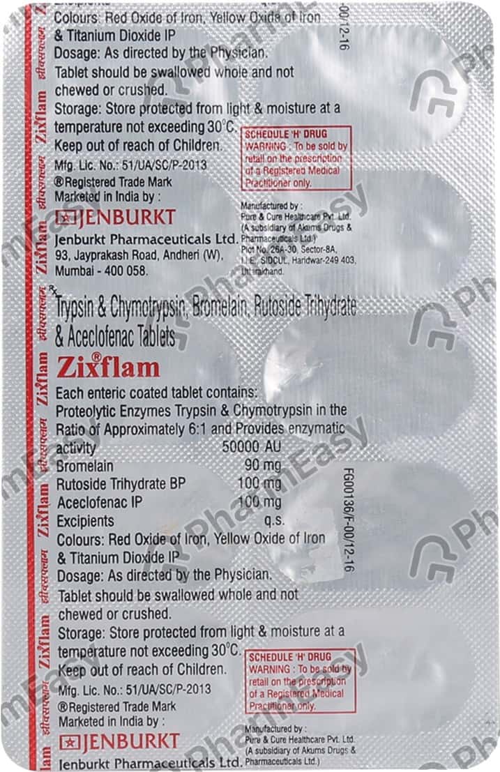 Buy Zixflam Strip Of 10 Tablets Online at Flat 15% OFF | PharmEasy